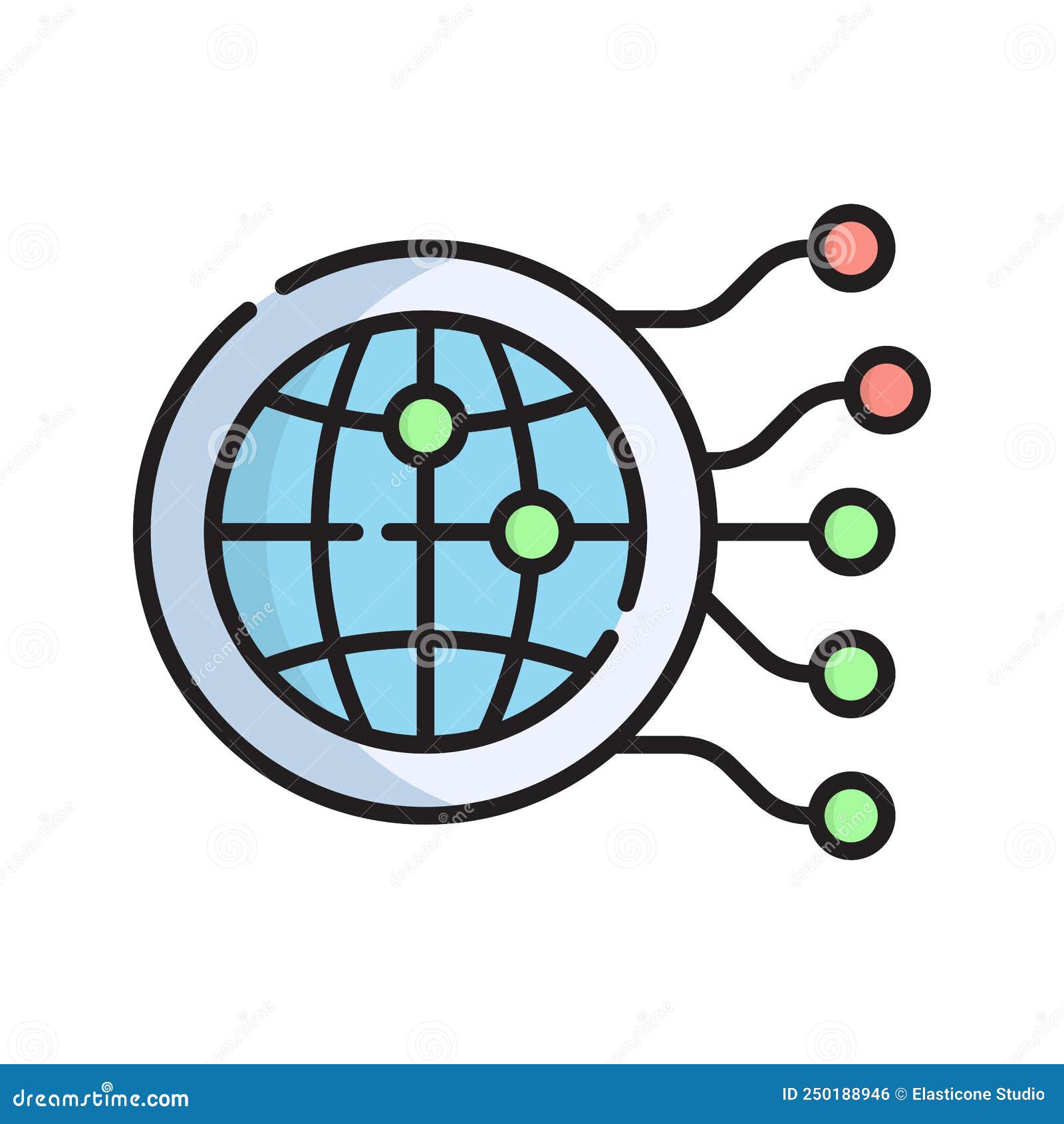 Network Connection Icon Vector Illustration. Flat Outline Cartoon ...