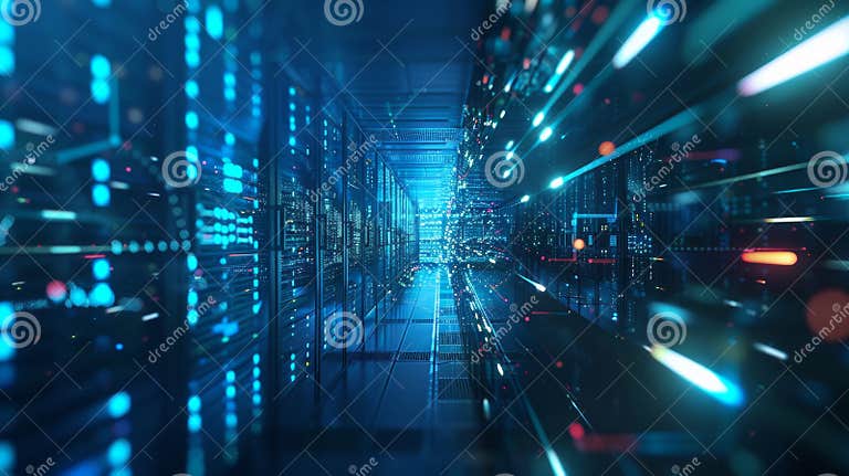 Network Connection and Information Exchange Lights Glow in the Dark at ...