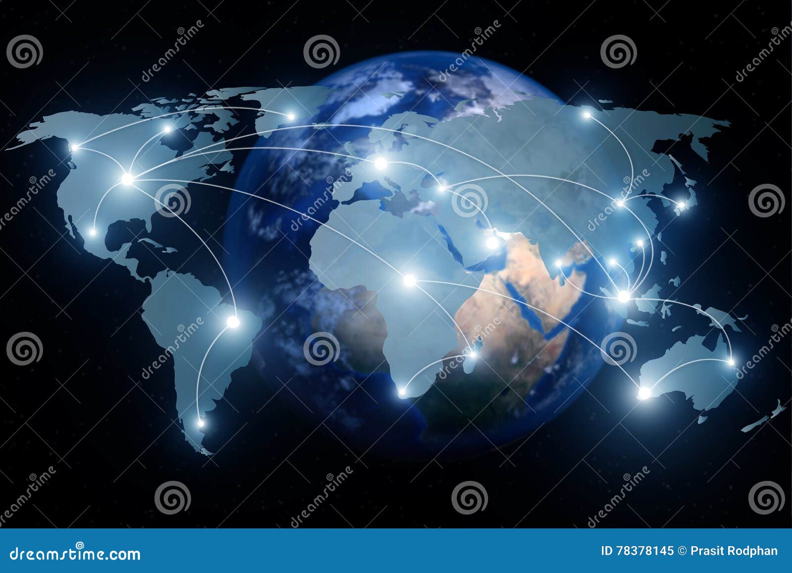 Network Connection Partnership and World Map. Stock Image - Image of ...