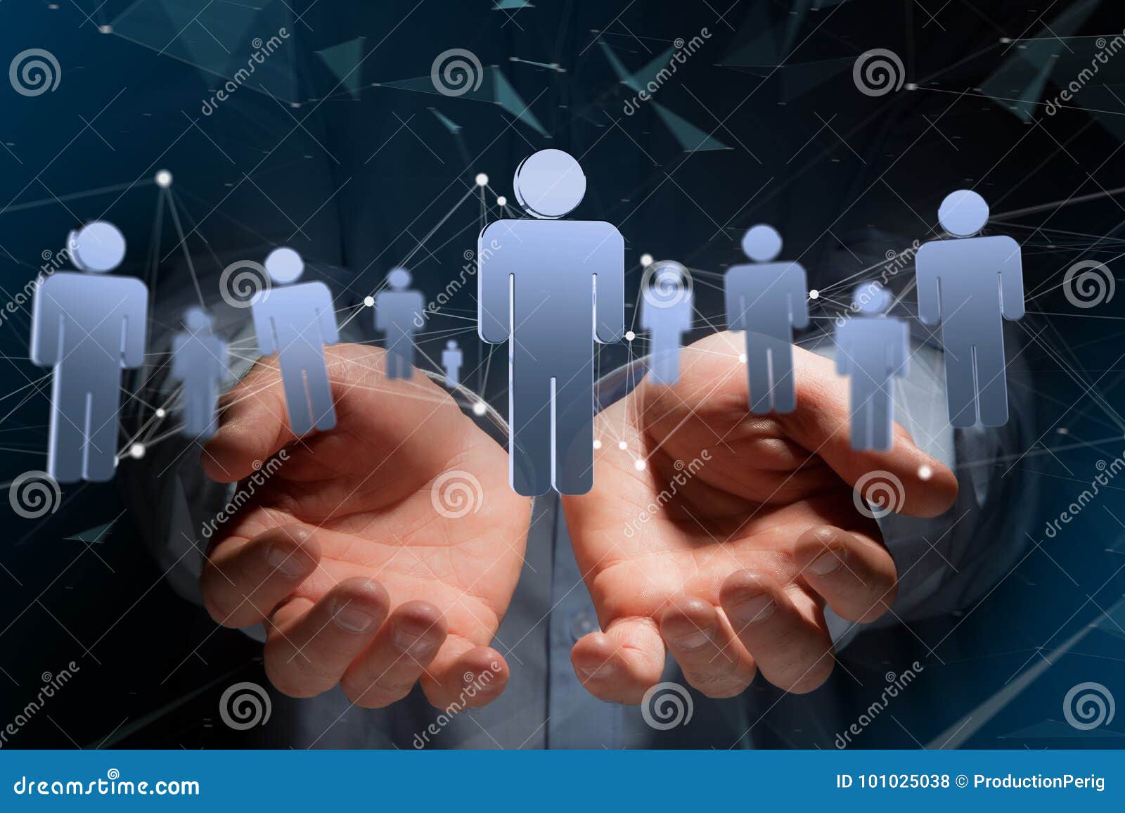 Network Connection with People Linked Each Other - 3D Rendering Stock ...