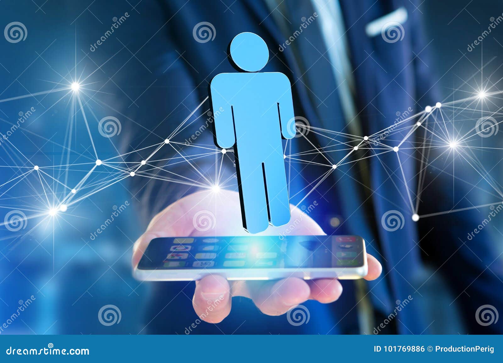 Network Connection with People Linked Each Other - 3D Rendering Stock ...