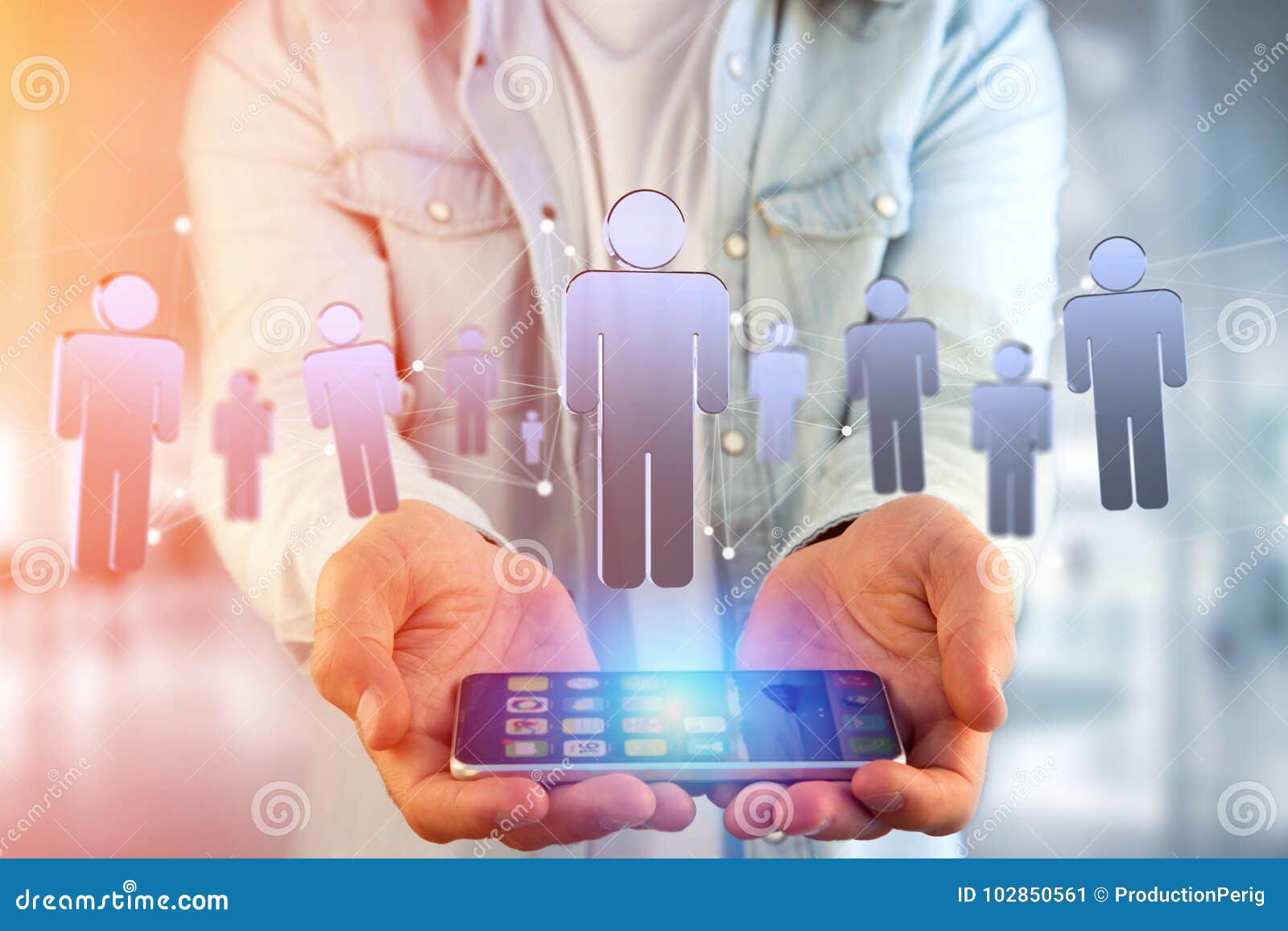 Network Connection with People Linked Each Other - 3D Rendering Stock ...