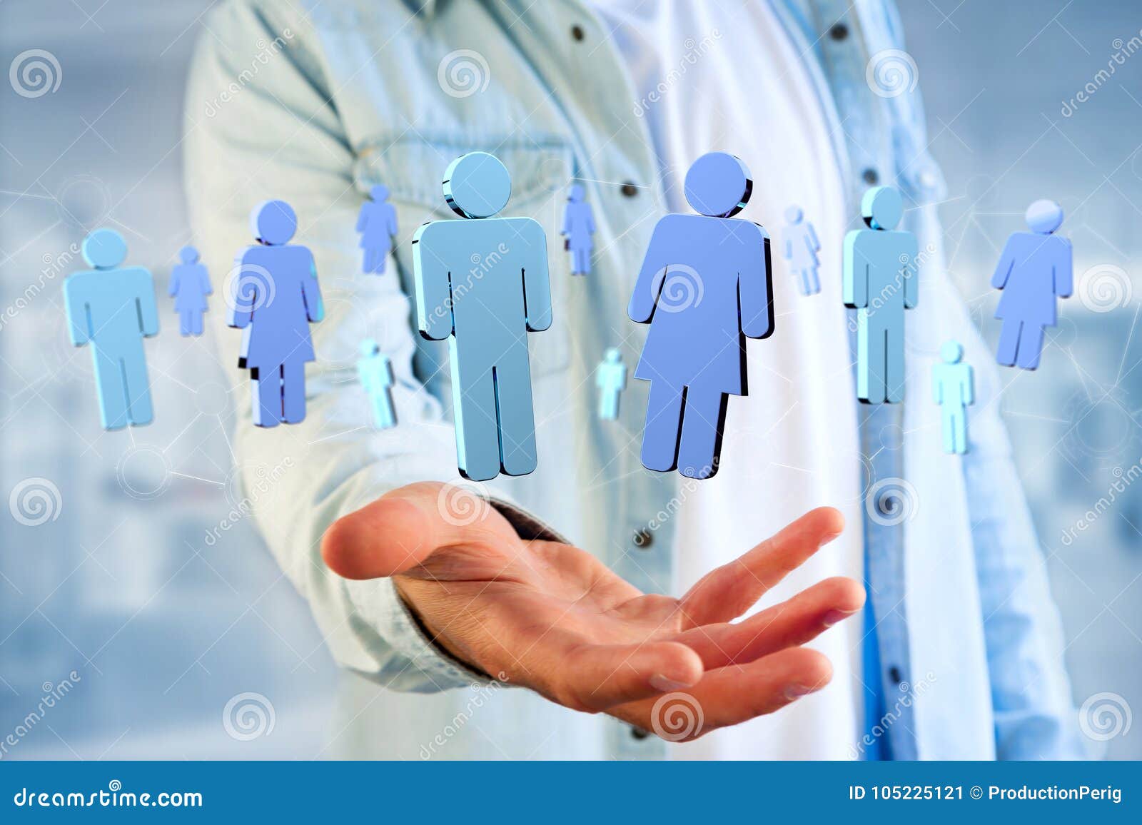 Network Connection with People Linked Each Other - 3D Rendering Stock ...