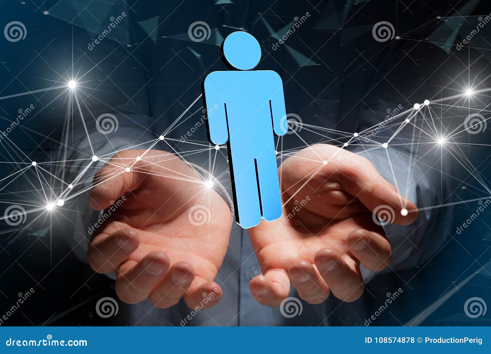 Network Connection with People Linked Each Other - 3D Rendering Stock ...