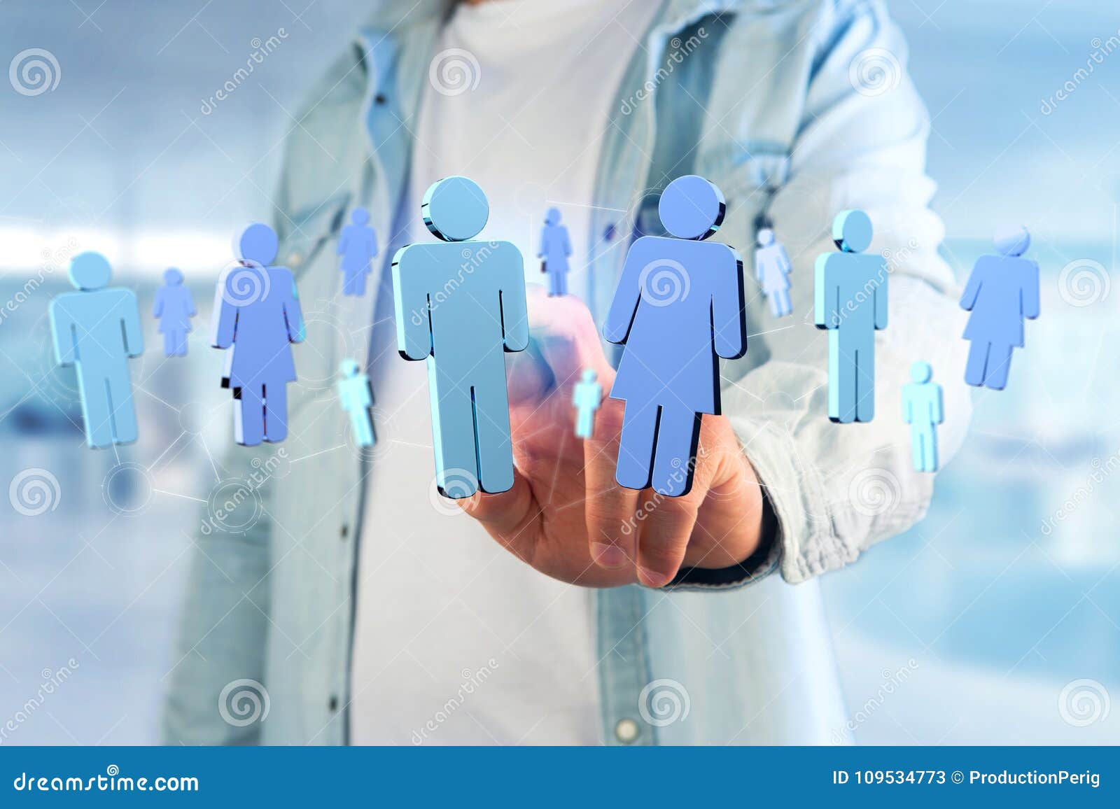 Network Connection with People Linked Each Other - 3D Rendering Stock ...