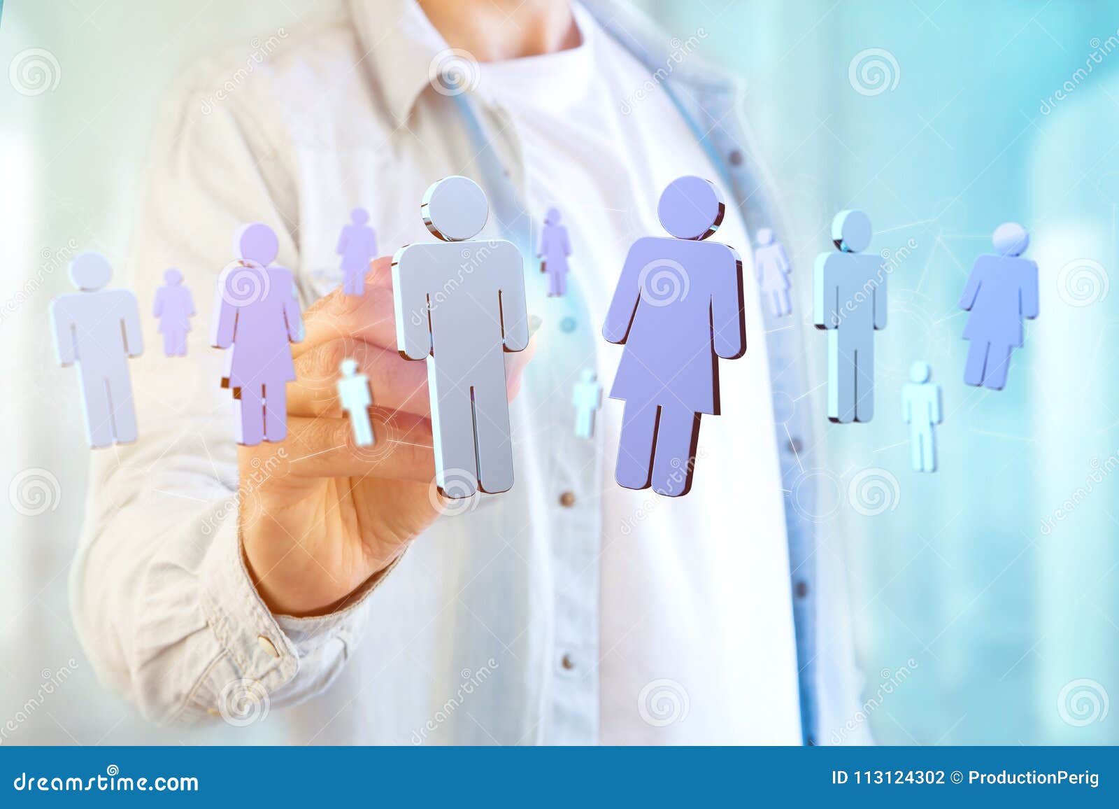 Network Connection with People Linked Each Other - 3D Rendering Stock ...