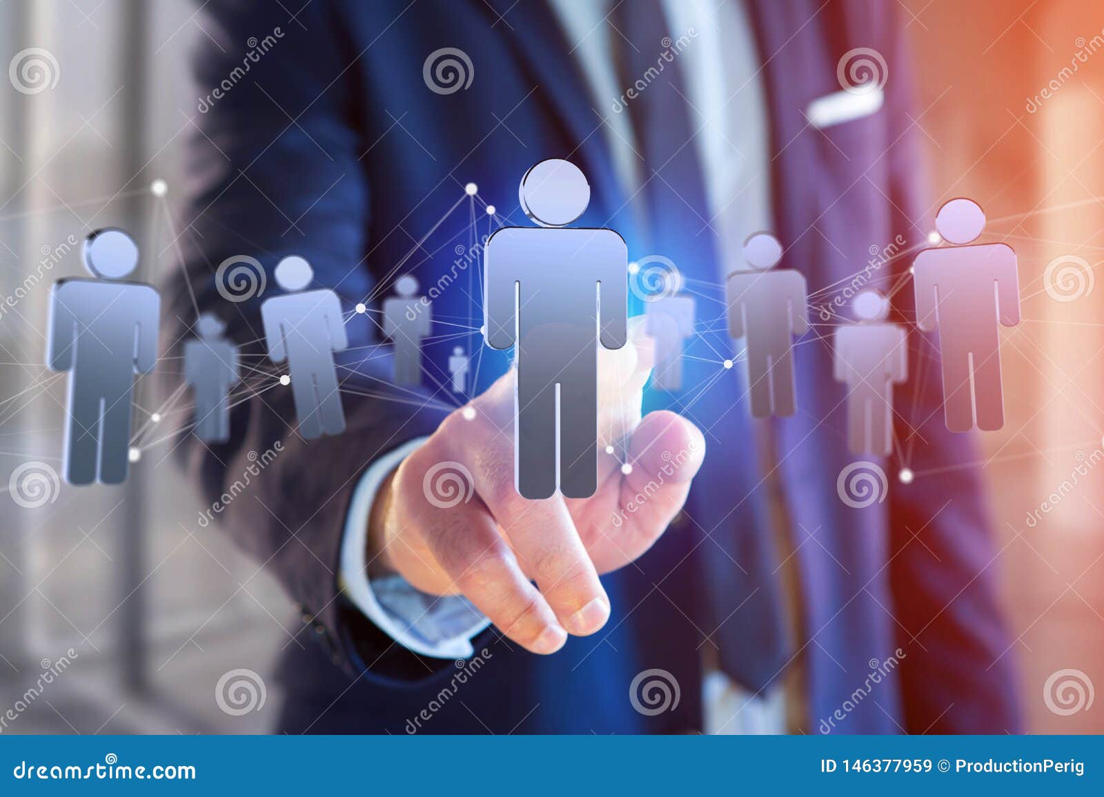 Network Connection with People Linked Each Other - 3D Rendering Stock ...