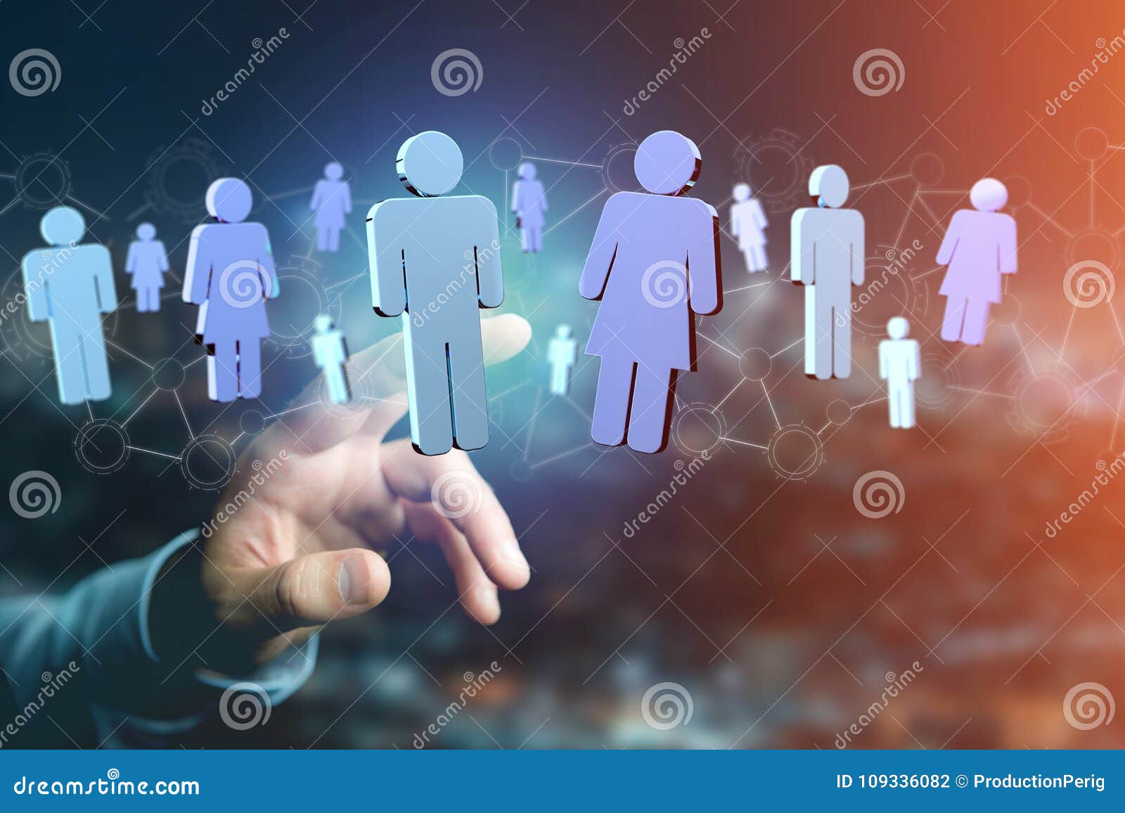 Network Connection with People Linked Each Other - 3D Rendering Stock ...