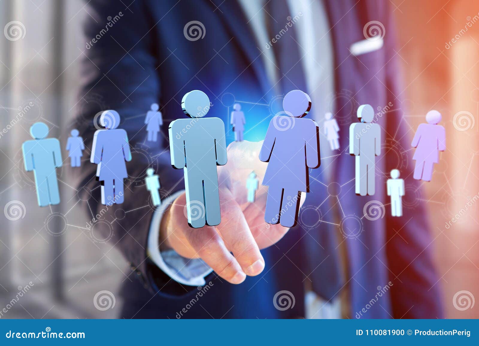 Network Connection with People Linked Each Other - 3D Rendering Stock ...