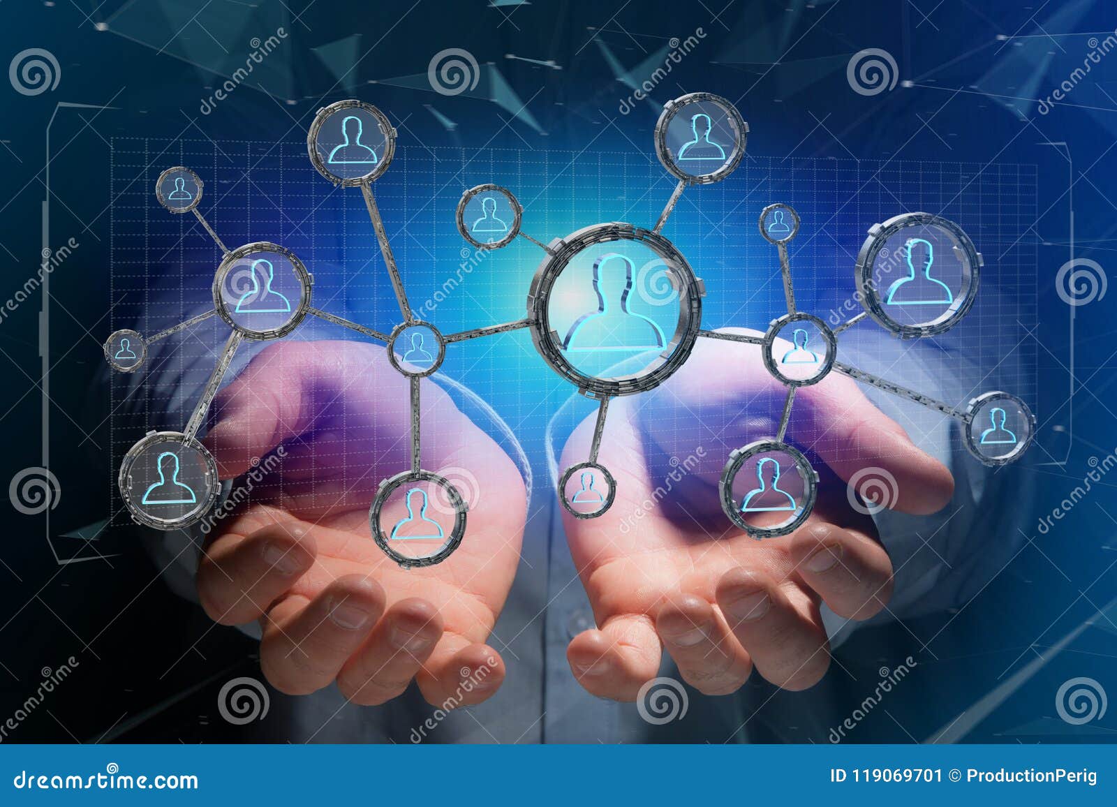 Network Connection with People Linked Each Other in Technology W Stock ...