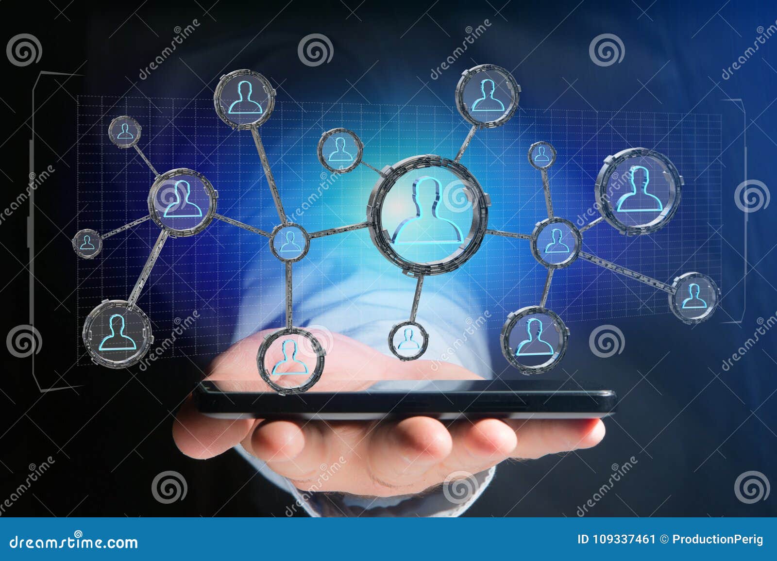 Network Connection with People Linked Each Other in Technology W Stock ...