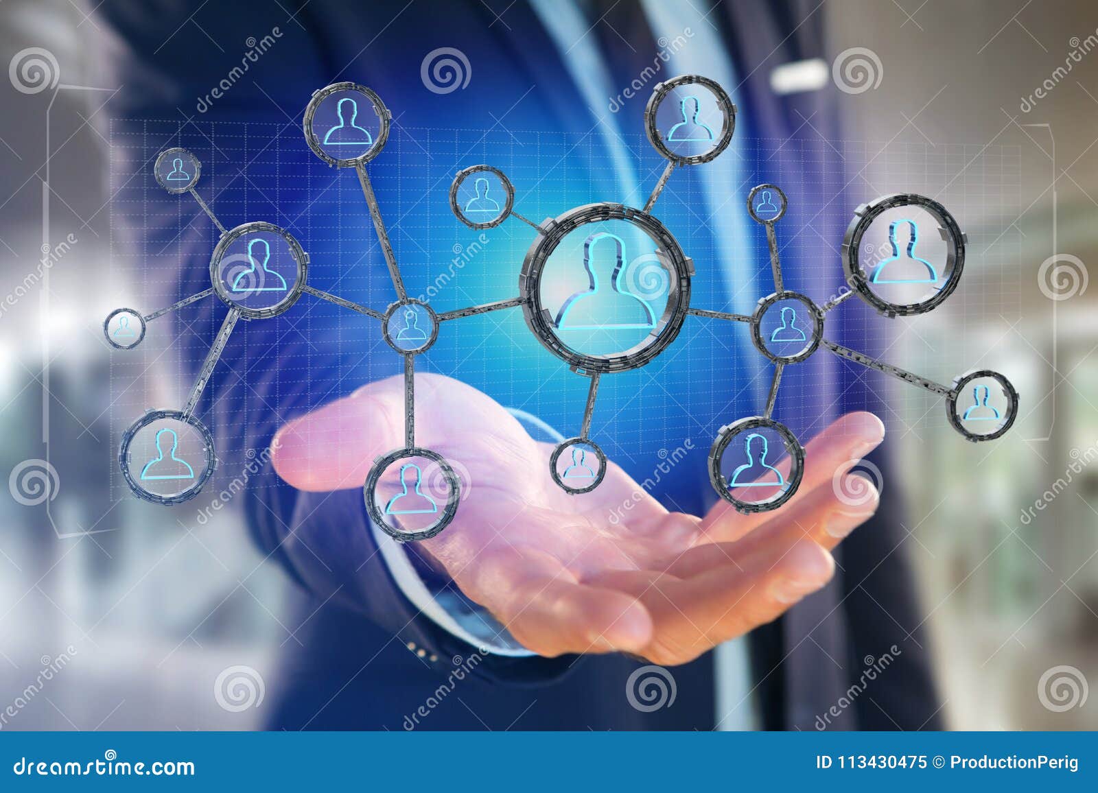 Network Connection with People Linked Each Other in Technology W Stock ...