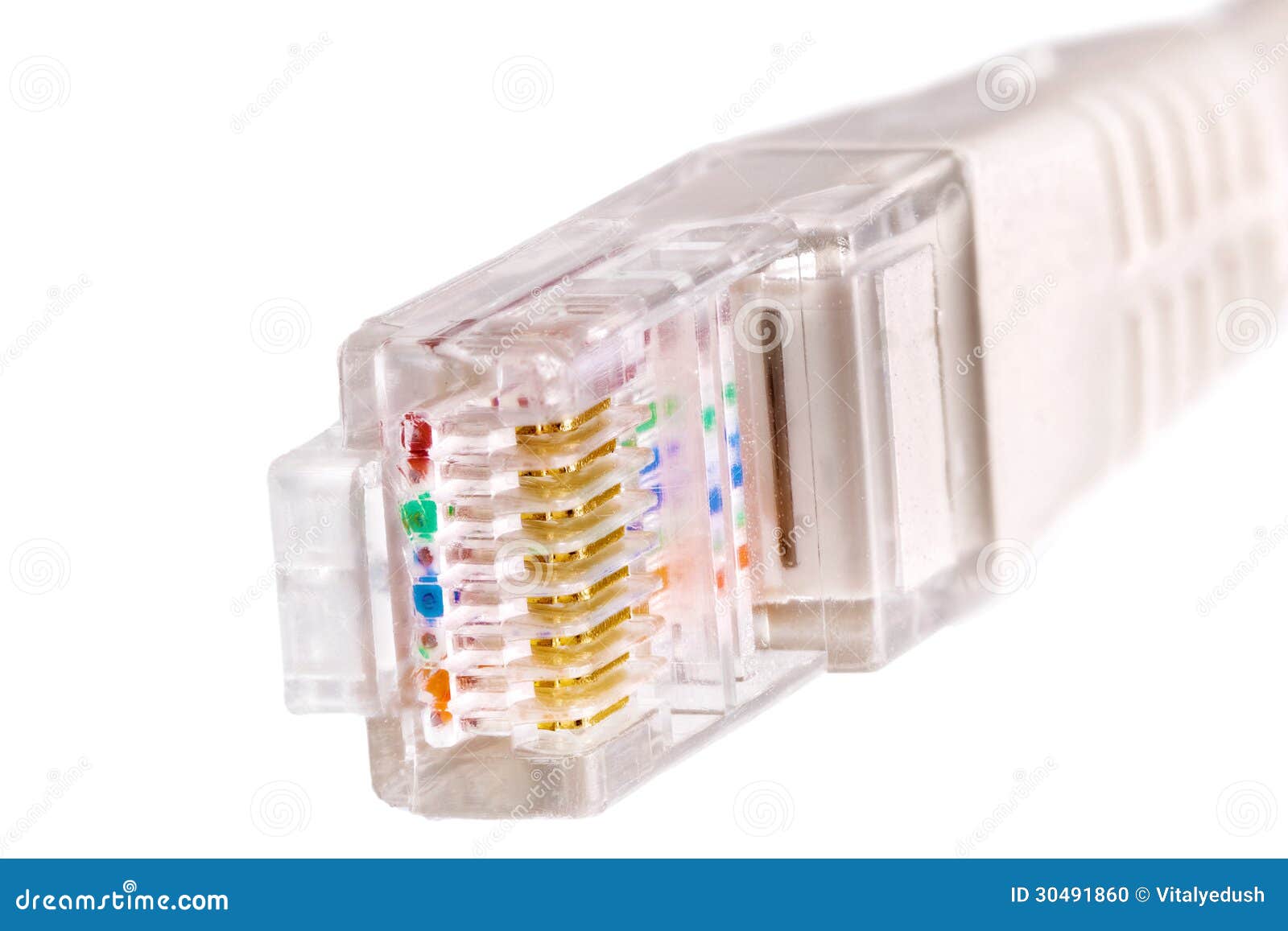 Network Connection Plug RJ-45. Macro. Isolated. Stock Photo - Image of ...