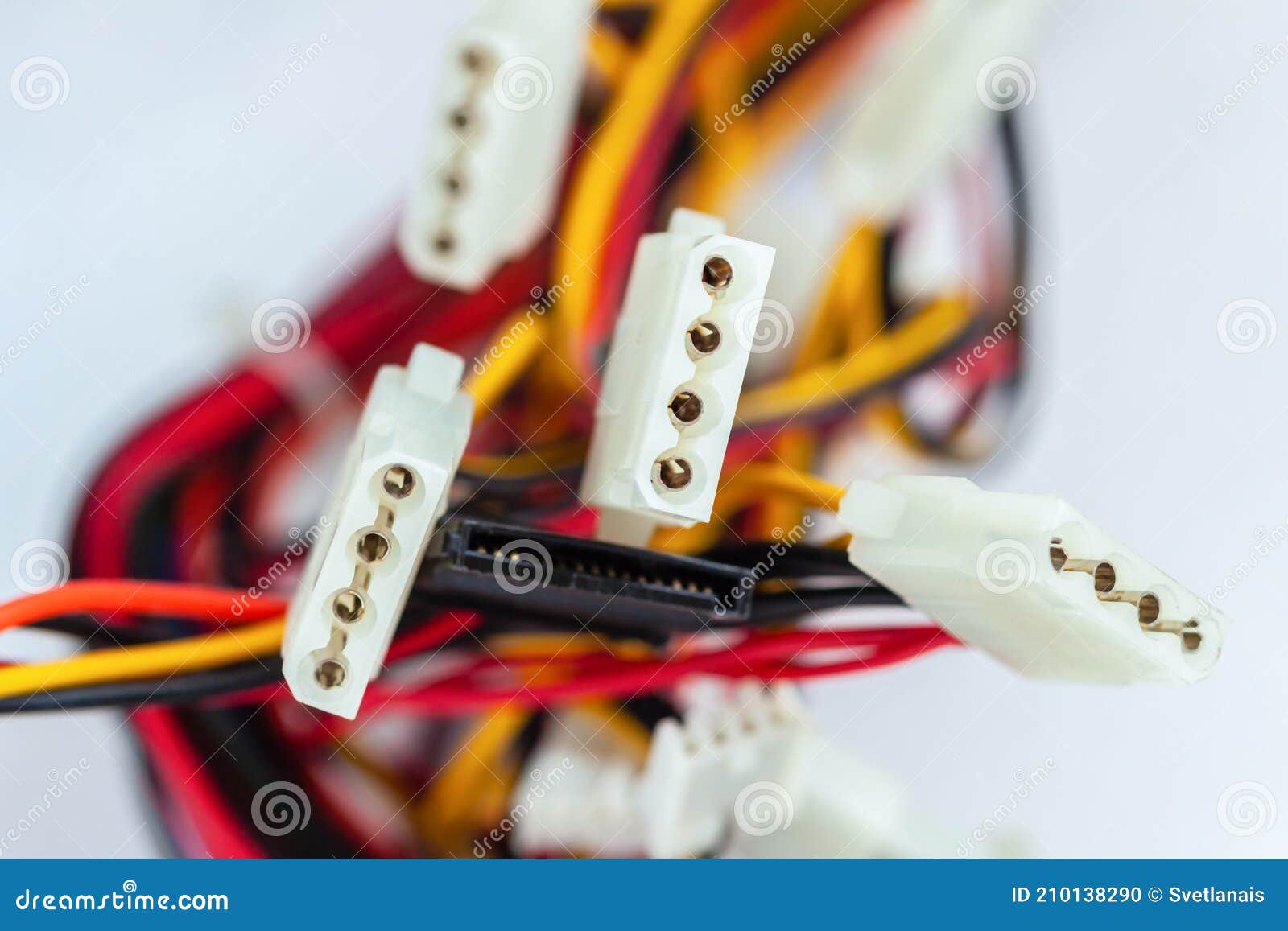 Network Connection Plugs Close-up. Computer Powers Supplys Cables ...