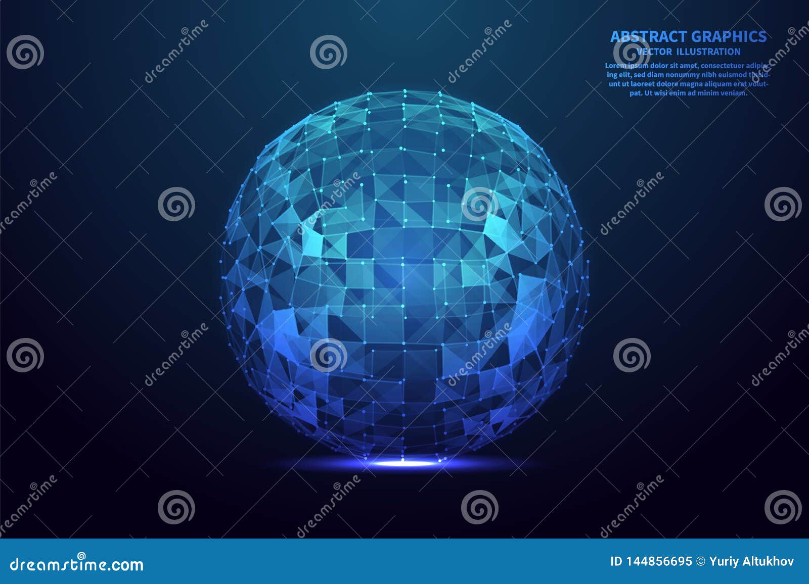 Network Connection with Points and Lines. Abstract Polygonal Sphere ...