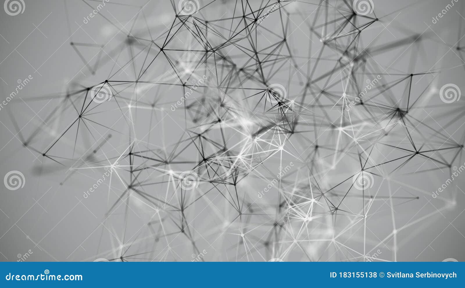 Network Connection Structurelow Poly Shape With Connecting Dots And Lines On Gray Background3d