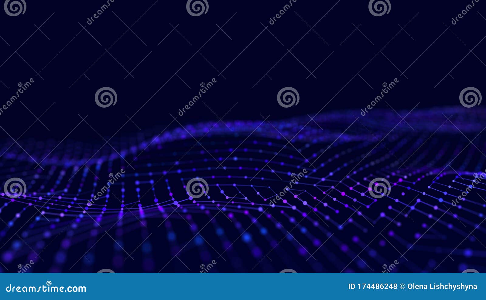 Network Connection Structure. Wave with the Connection of Points and ...