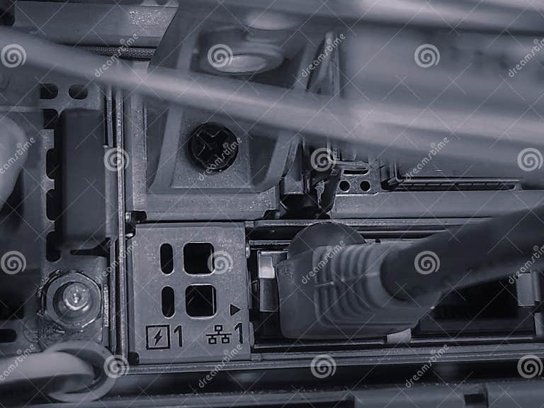 Network Connection Technology with Network Switch Router, Ethernet Cables and Status LED To Show ...