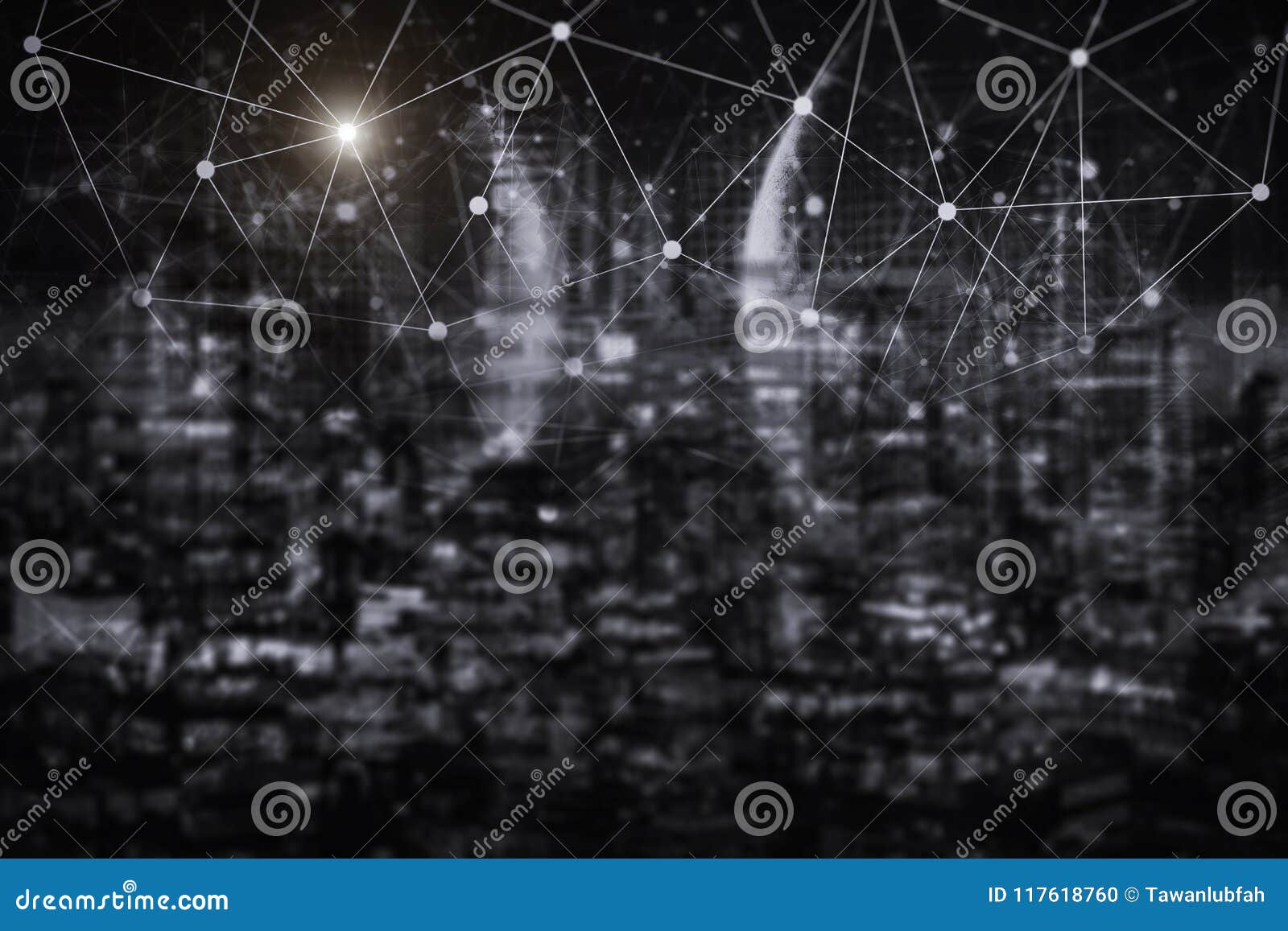 Network Connection Technology with Night City. E-commerce Community ...