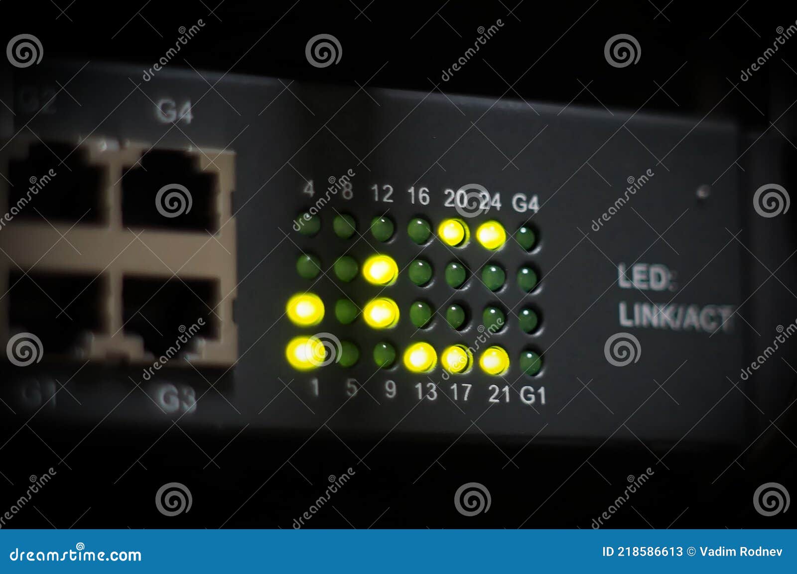 Network Connection Technology with Network Switch Router, Status LED ...