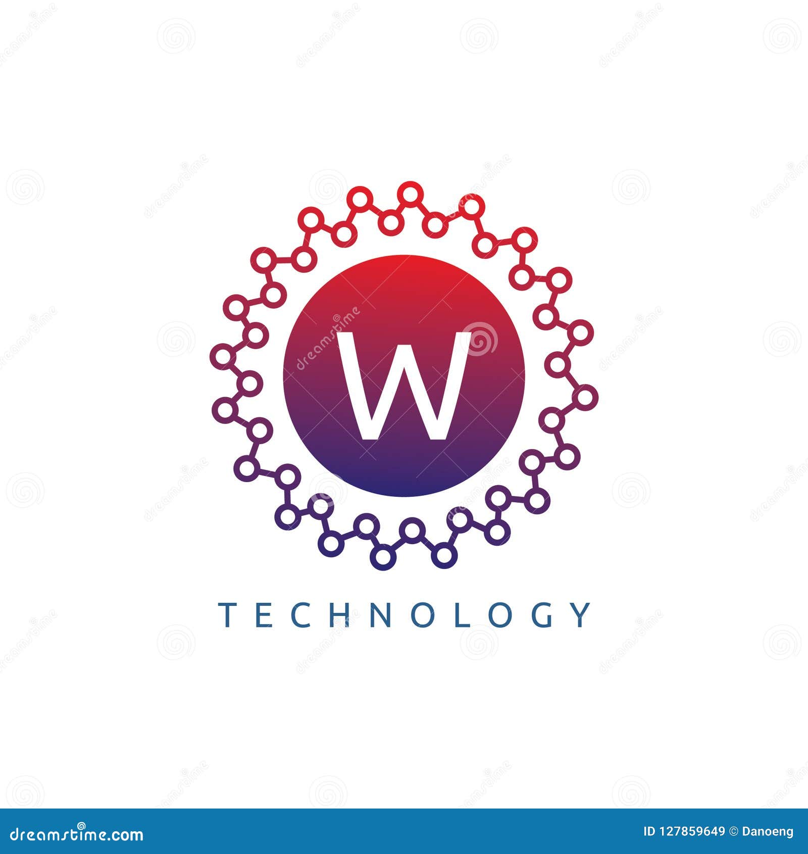 Digital Connection Technology W Letter Logo. Stock Illustration ...