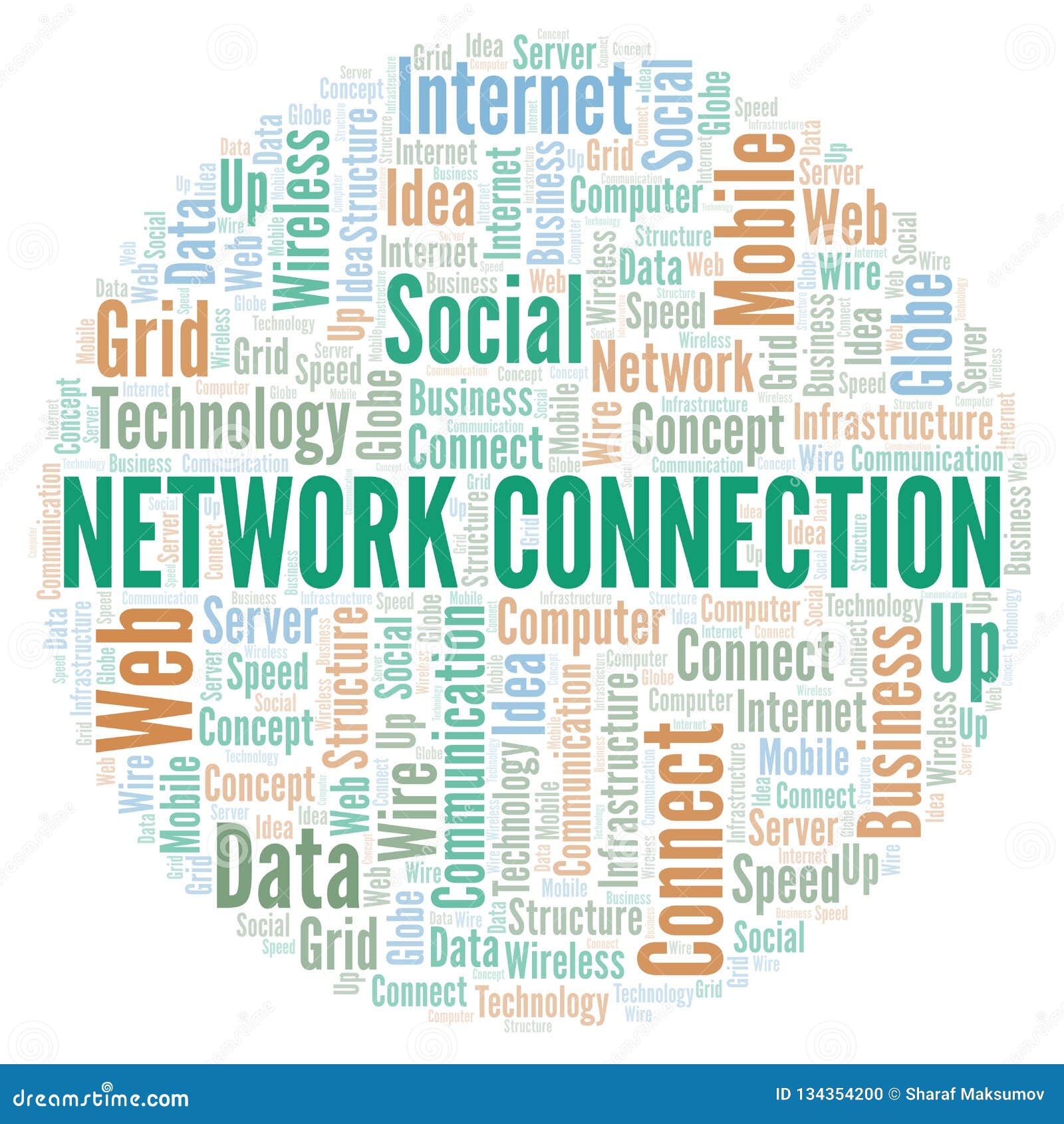 Network Connection Word Cloud Stock Illustration - Illustration of font ...