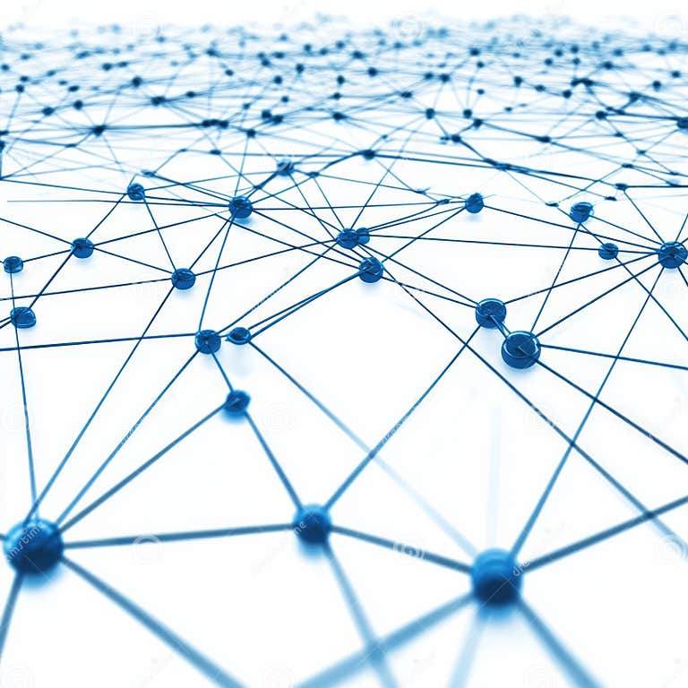 Network Connections: Blue Nodes and Lines Forming a Complex Web Pattern ...