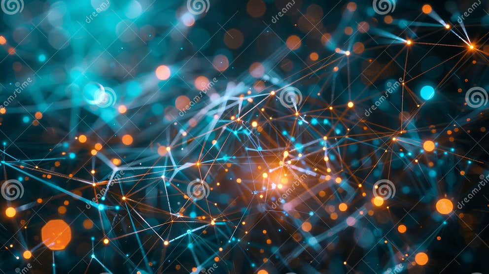 Network Connections with Glowing Lights and Particles Stock Image ...
