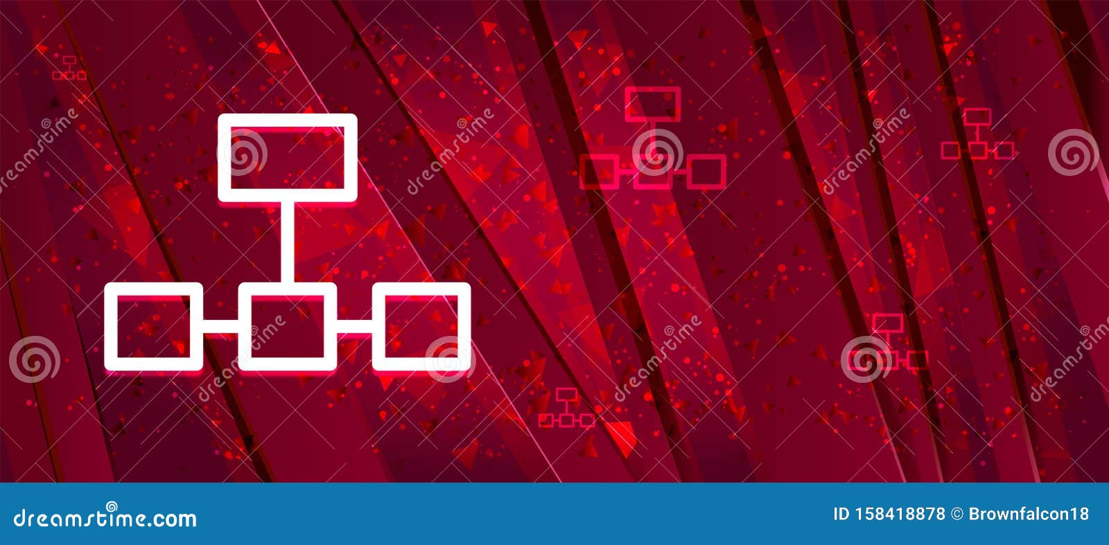 Network Connections Icon Abstract Design Bright Red Banner Background ...