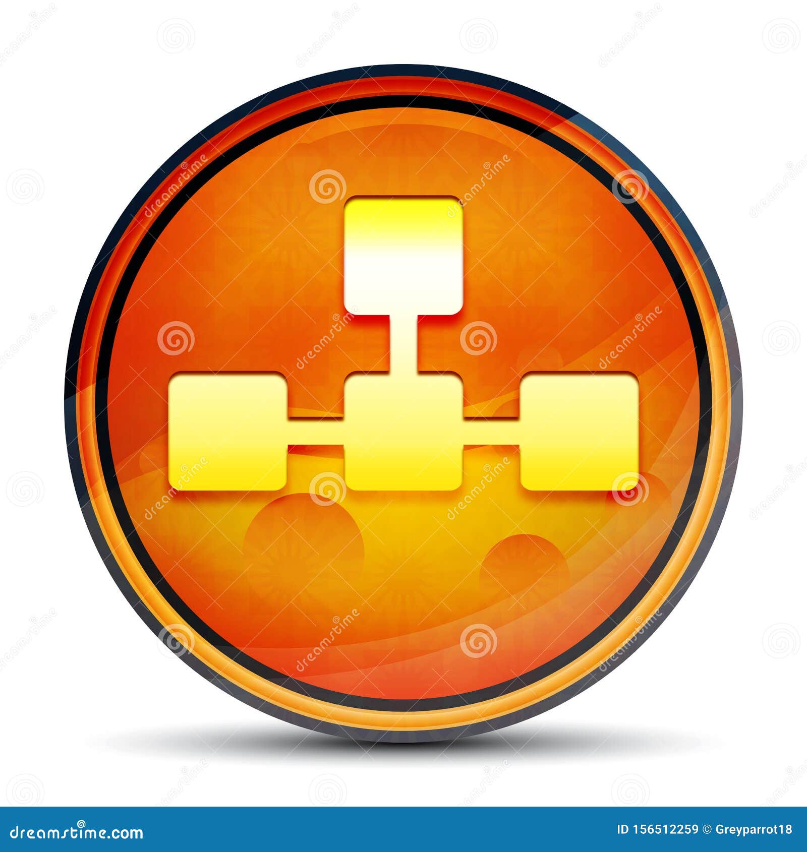Network Connections Icon Shiny Bright Orange Round Button Illustration ...