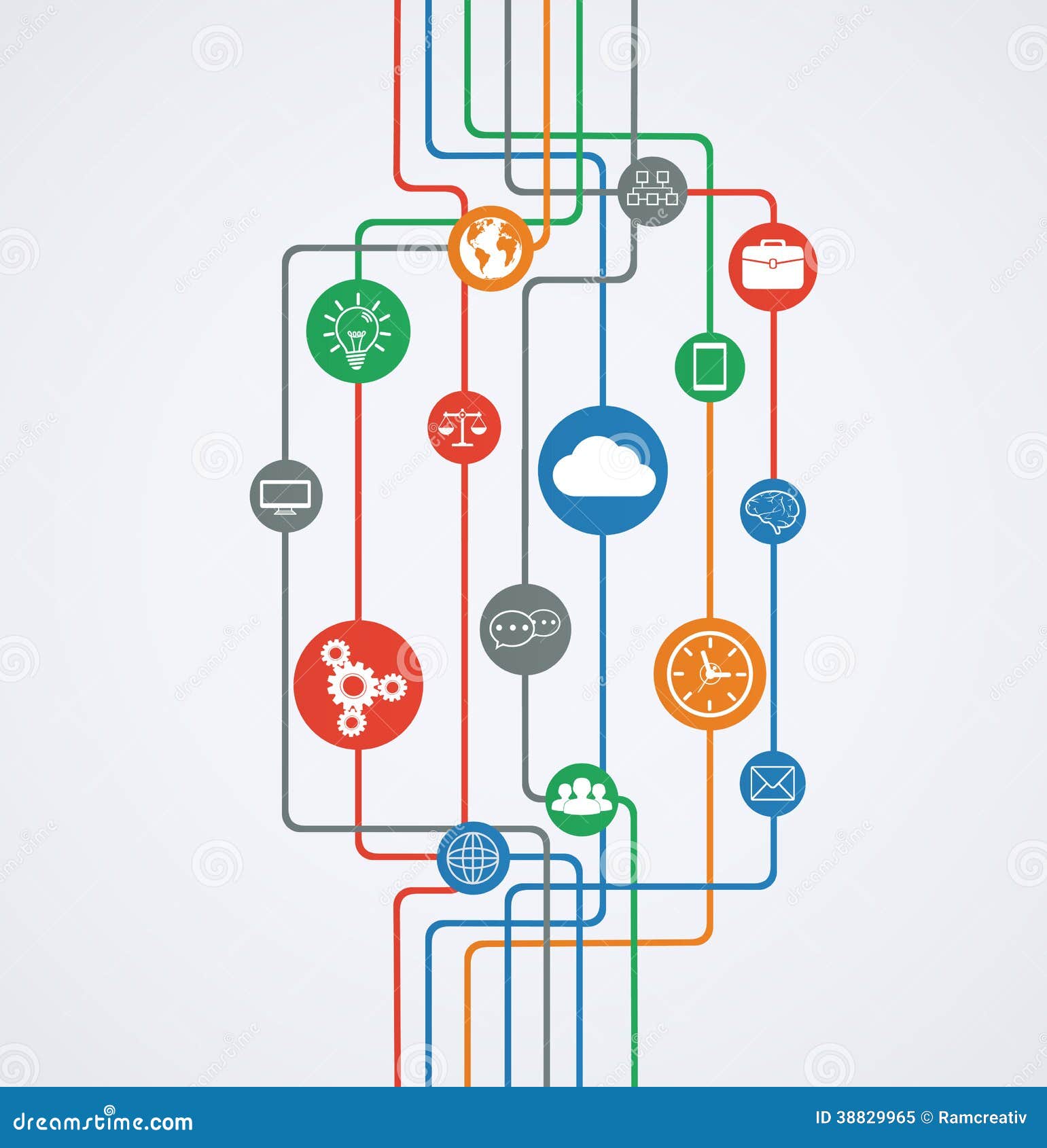 Network Connections, Information Flow with Icons. Stock Vector ...