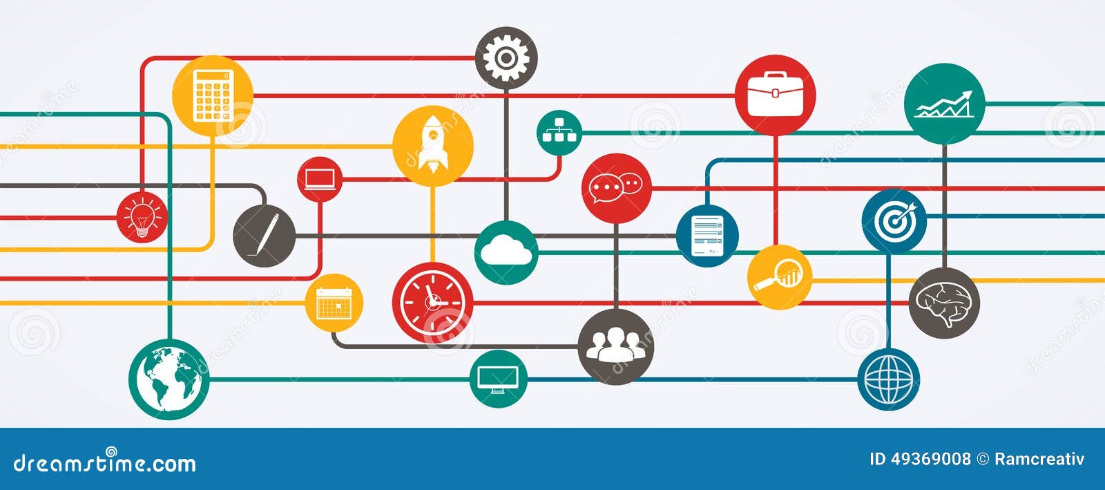 Network Connections, Informationsfluss Mit Ikonen in Waagerechte Vektor ...