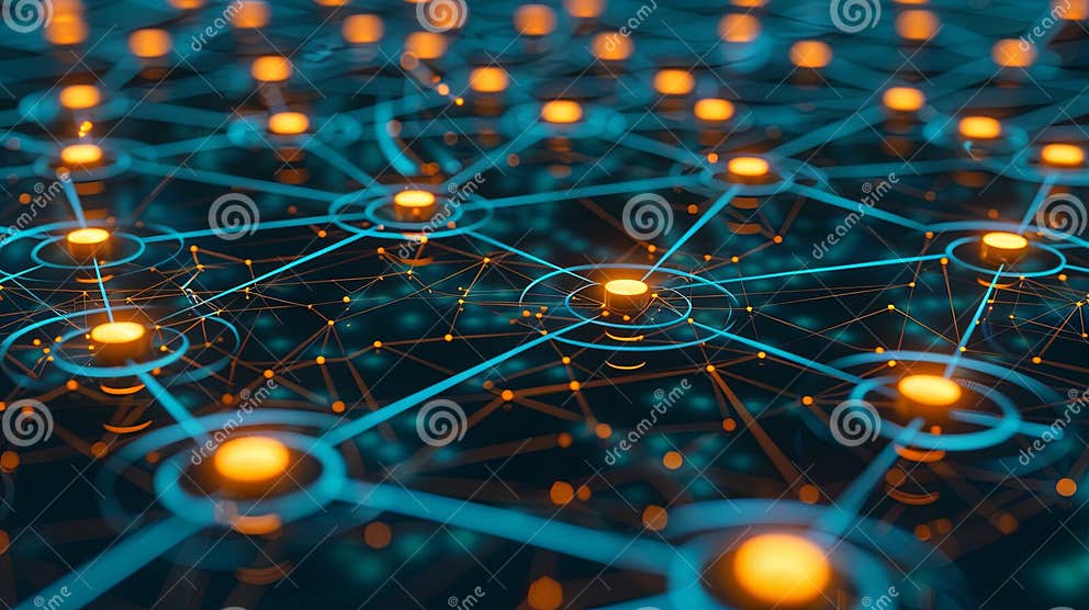 Network Connectivity Concept with Glowing Nodes and Blue-orange Links ...