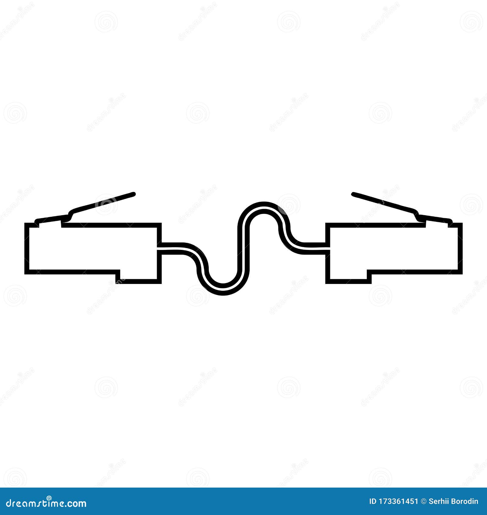 Network Connector Patch Cord Ethernet Cable LAN Wire Icon Outline Black ...
