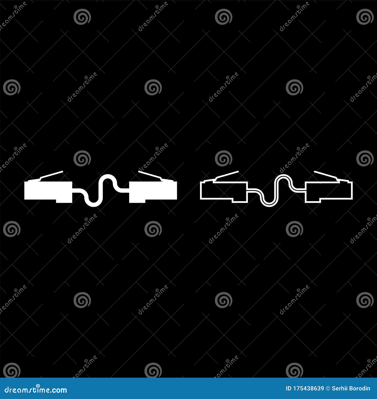 Network Connector Patch Cord Ethernet Cable LAN Wire Icon Outline Set ...