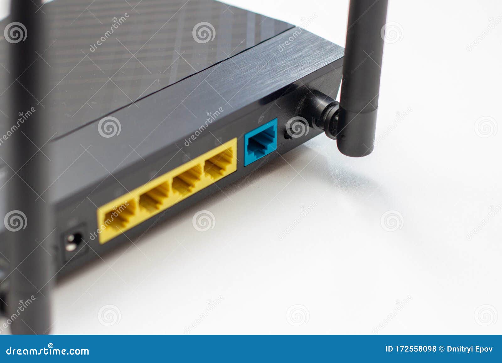 Network Connectors Wireless Wifi Router on a White Table Stock Photo ...