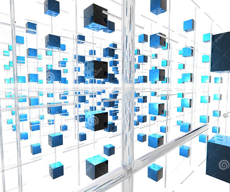 Network cubes 2 stock illustration. Illustration of blue - 9604920