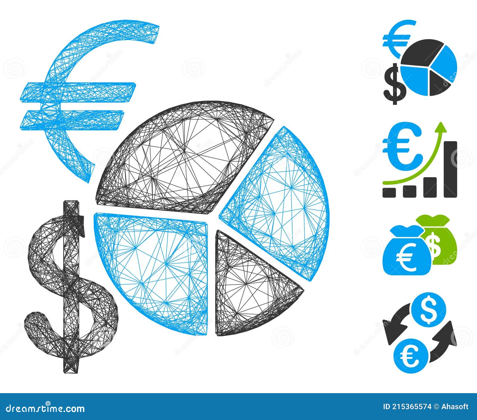 Network Currency Pie Chart Vector Mesh Stock Vector - Illustration of ...