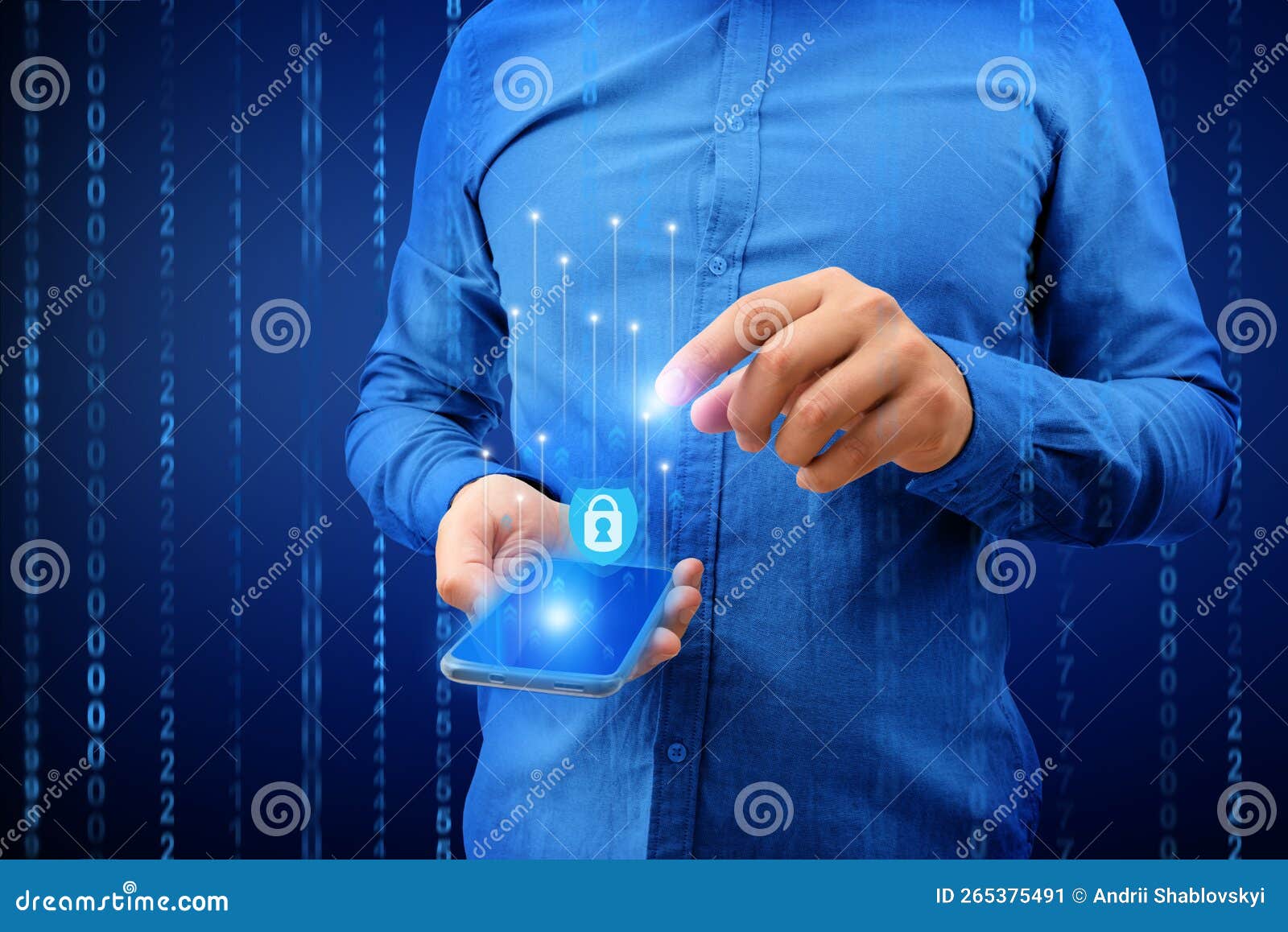 Network Cyber Security System Concept. Human Hand with Lock Icon and ...