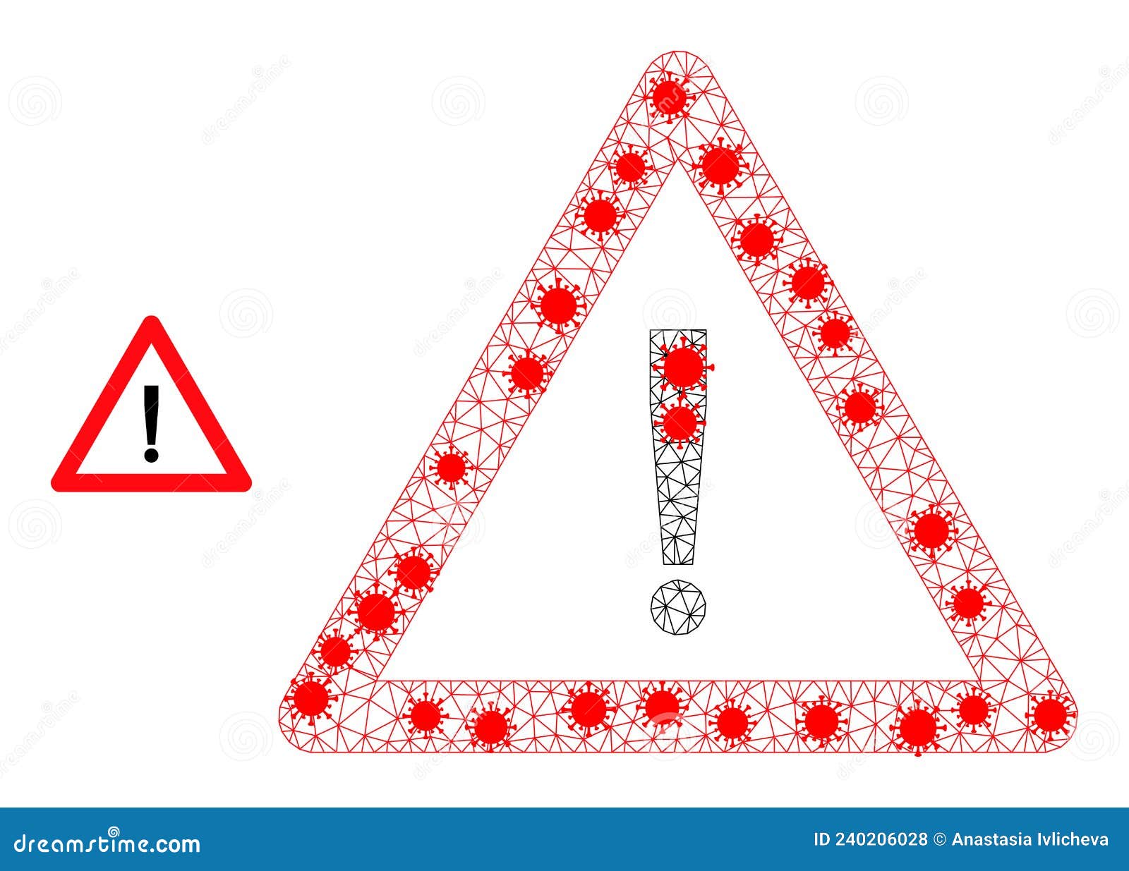 Polygonal Network Danger Warning Pictogram with Infectious Items Stock ...