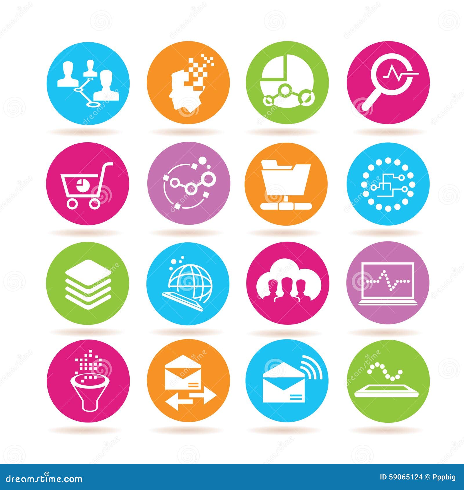 Network and Data Analysis Icons Stock Illustration - Illustration of ...