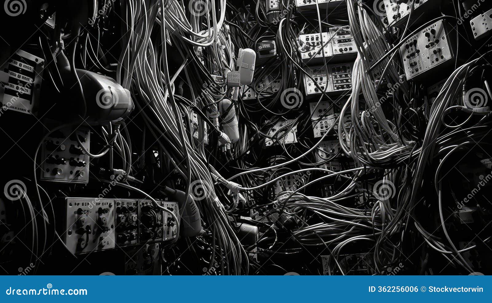 Network Data Black and White Stock Illustration - Illustration of ...