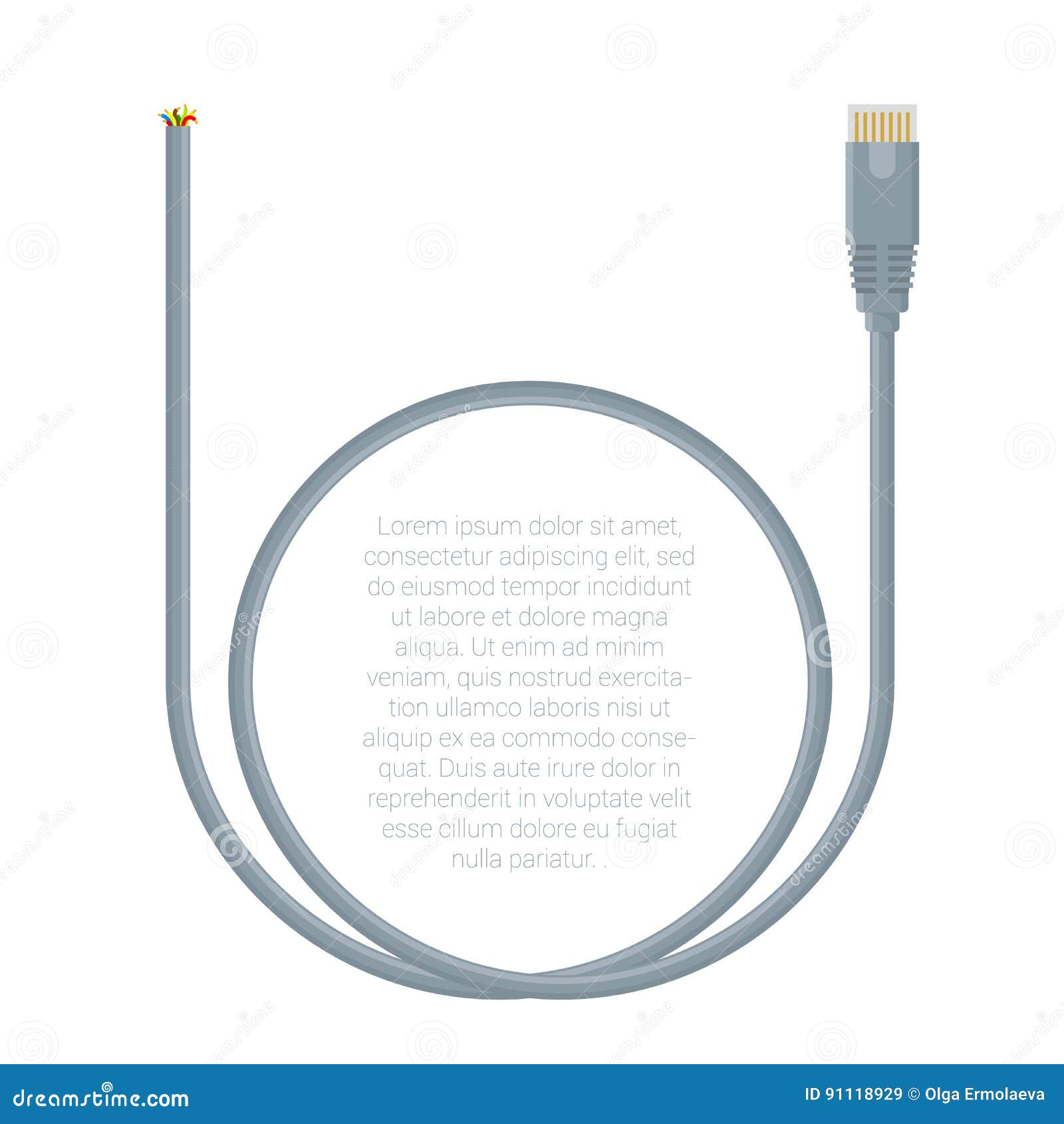 Network Data Cable Template Stock Vector - Illustration of cord, icon ...