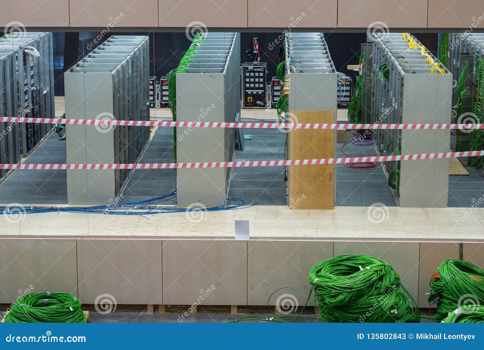 Network Data Center with Green Wires Stock Image - Image of hardware ...
