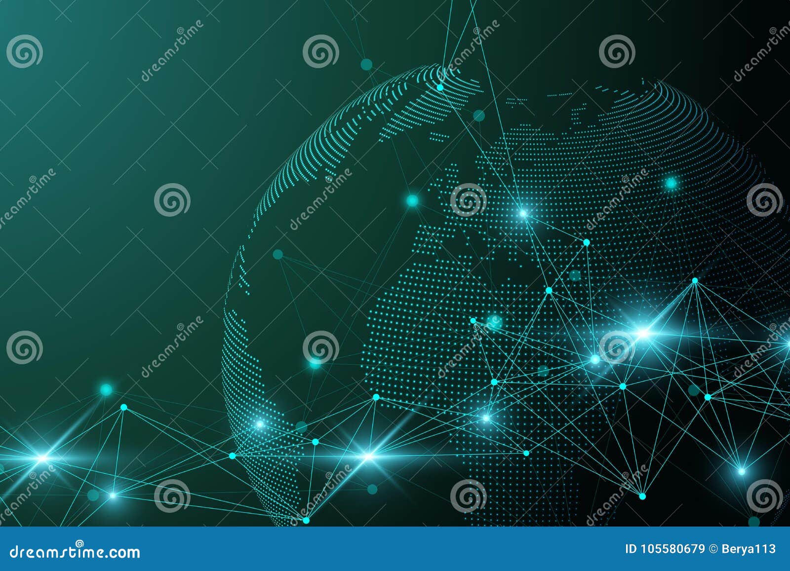 Network and Data Exchange Over Planet Earth in Space. Virtual Graphic ...