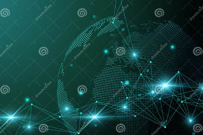 Network and Data Exchange Over Planet Earth in Space. Virtual Graphic ...