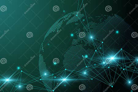 Network and Data Exchange Over Planet Earth in Space. Virtual Graphic ...