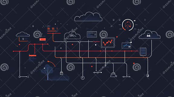 Network Data Flow Visualization Showcasing Cloud Connectivity and ...