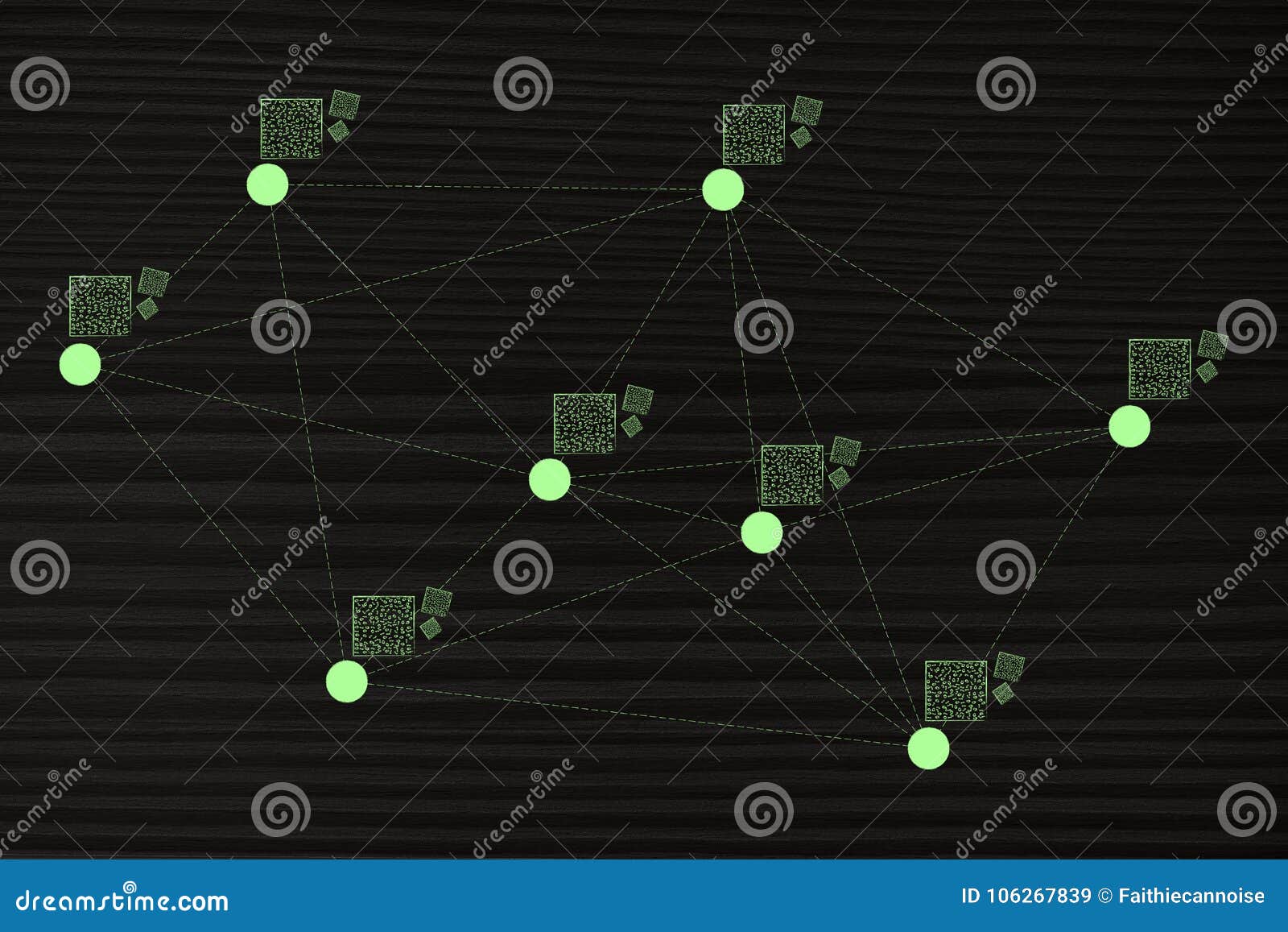 Network with Data Packages and Dashed Lines Connecting Them Stock ...