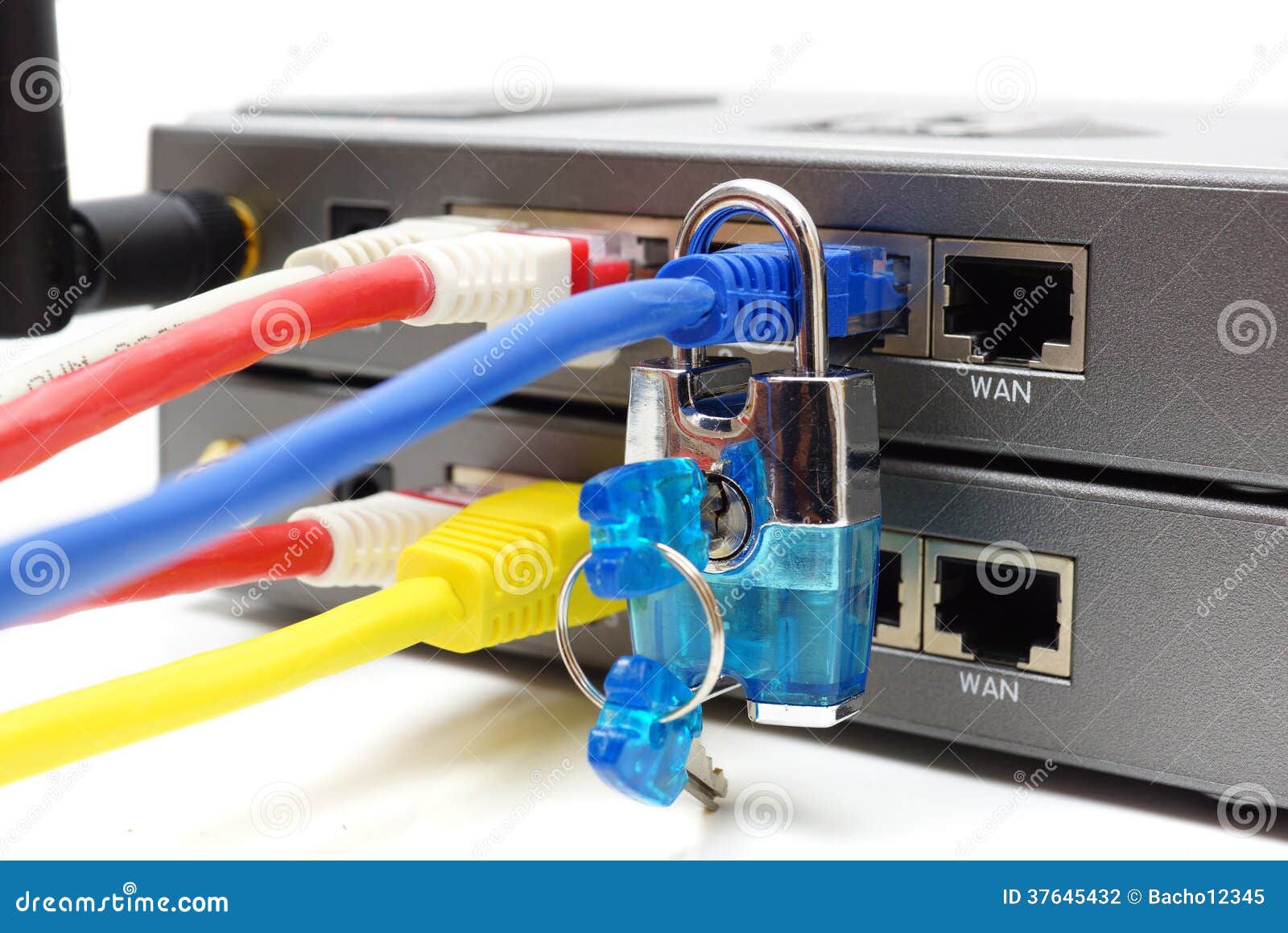 Network and Data Protection Concept with Padlock and Switch Stock Photo ...